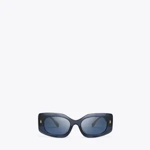 Tory Burch Miller Rectangle Sunglasses Transparent Navy/dark Blue