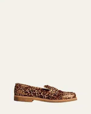 GOLDEN GOOSE Jerry Leopard Penny Loafers - Beige