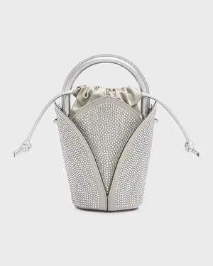 Oscar De La Renta Oscar De La Renta Tulipan Crystal Top Handle Bag - Light Grey