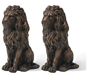 GLITZHOME 20' Standing Guardian Lion Garden Sta Tues S/2 - One-color