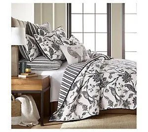 LEVTEX HOME Tanzie Black 3-piece Floral Full/qu Een Quilt Set - One-color