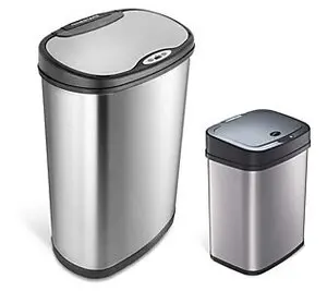 NINE STARS 13-gallon & 3-gallon Stainless Steel Trash Can Set - Silver