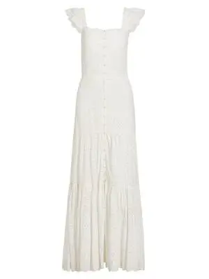 Veronica Beard Women's Aislin Eyelet Tiered Maxi Dress - White  - White