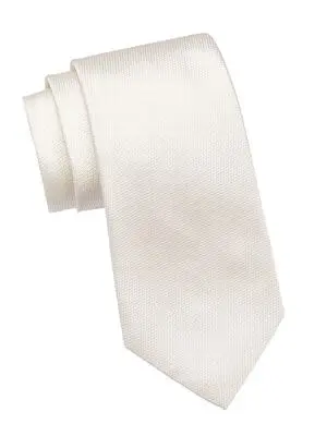 Isaia Formal Silk Tie White