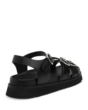 Whistles Jemma Triple Buckle Flatform Sandals - Black