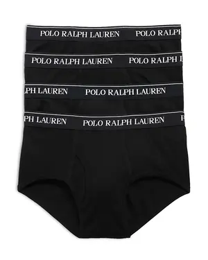 Polo Ralph Lauren Cotton Logo Waistband Briefs, Pack Of 4 - Polo Black