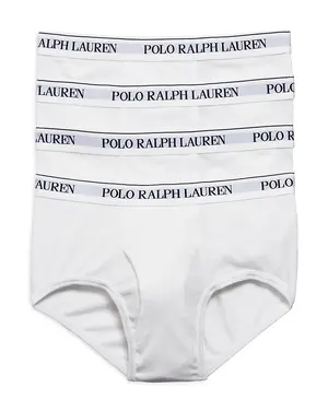 Polo Ralph Lauren Cotton Logo Waistband Briefs, Pack Of 4 - White