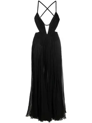 Roberto Cavalli Draped Backless Silk Dress