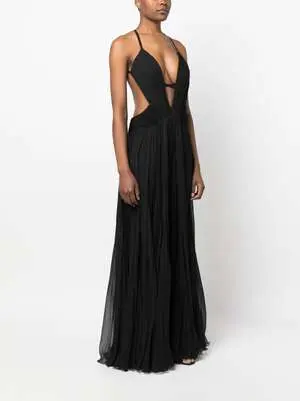 Roberto Cavalli Draped Backless Silk Dress