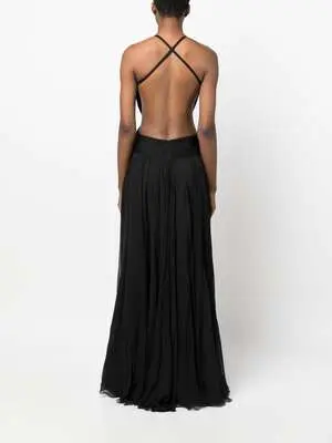 Roberto Cavalli Draped Backless Silk Dress