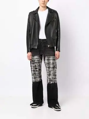 Amiri Tweed Paneling Distressed Jeans