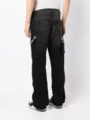 Amiri Tweed Paneling Distressed Jeans