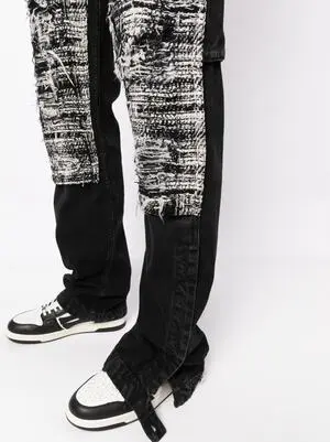 Amiri Tweed Paneling Distressed Jeans