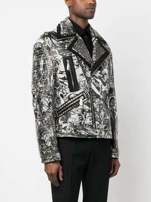 Philipp Plein Tattoo-print Biker Jacket