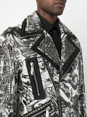 Philipp Plein Tattoo-print Biker Jacket