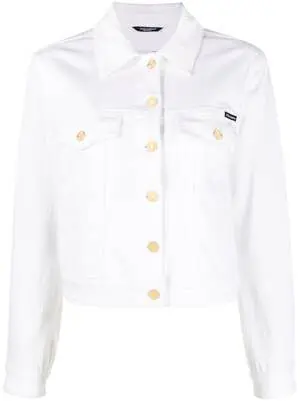 Dolce & Gabbana Logo-appliqué Denim Jacket - White