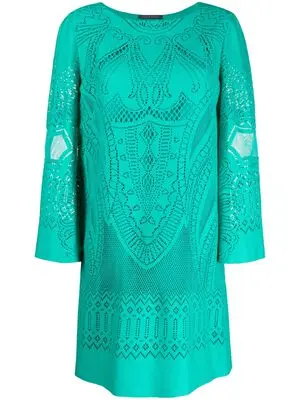Alberta Ferretti Perforated Shift Dress - Green