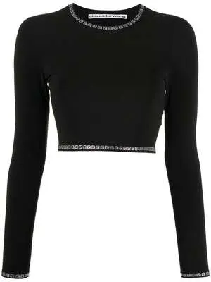 Alexander Wang Embellished Logo Cropped T-shirt