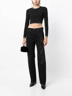 Alexander Wang Embellished Logo Cropped T-shirt