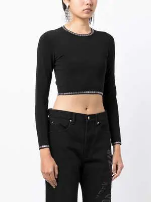 Alexander Wang Embellished Logo Cropped T-shirt