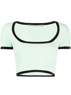 Alexander Wang Contrasting-border Cropped T-shirt
