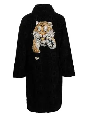 Philipp Plein Tiger-print Bead-embellished Cotton Bathrobe