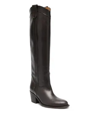 VIA ROMA 15 Almond-toe Leather Boots