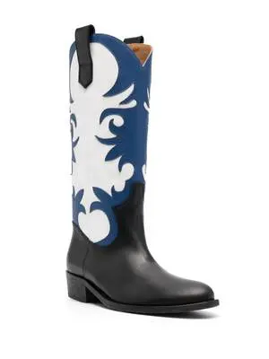 VIA ROMA 15 Two-tone Leather Cowboy Boots