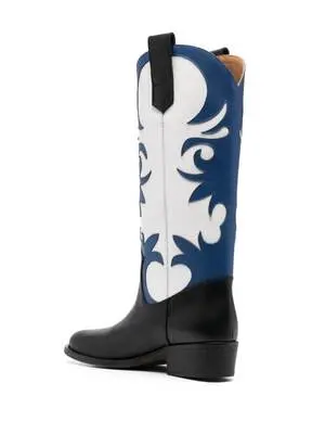 VIA ROMA 15 Two-tone Leather Cowboy Boots