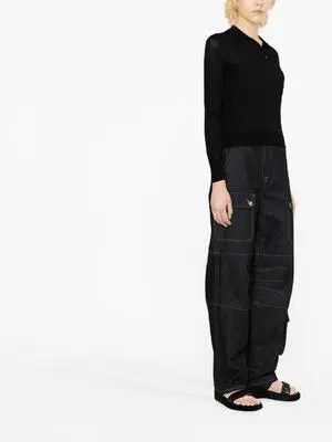 GOLDEN GOOSE Fine-knit Wool Polo Shirt - Black