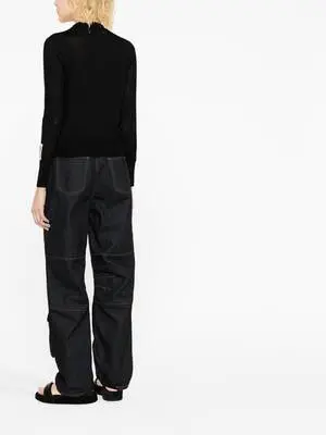 GOLDEN GOOSE Fine-knit Wool Polo Shirt - Black