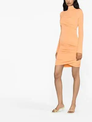 Off-White High-neck Ruched Minidress
