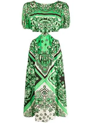 Red Valentino Bandana-print Midi Dress - Green