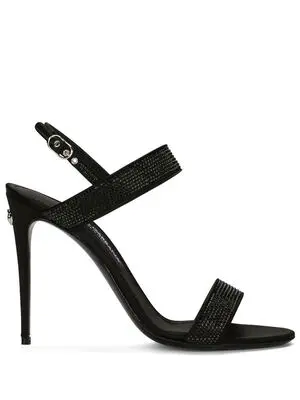 Dolce & Gabbana Embellished Satin Sandals - Black
