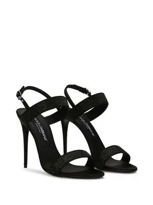 Dolce & Gabbana Embellished Satin Sandals - Black