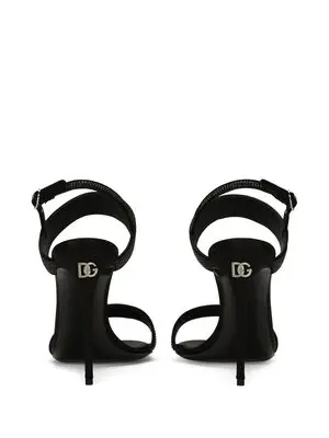 Dolce & Gabbana Embellished Satin Sandals - Black