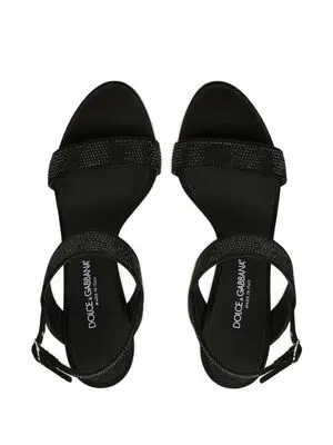 Dolce & Gabbana Embellished Satin Sandals - Black