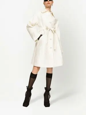Dolce & Gabbana Single-breasted Brocade Coat - White