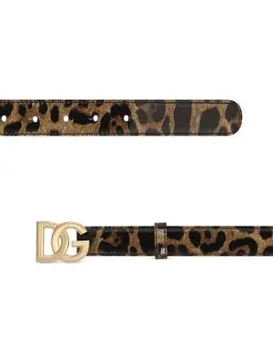Dolce & Gabbana Dg Logo Leopard-print Belt - Brown