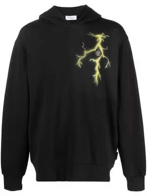 Philipp Plein Gothic Print Rhinestone Embellished Hoodie