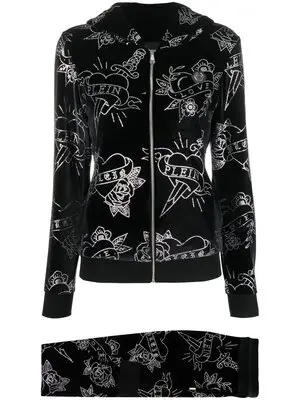Philipp Plein Heart Velvet Tracksuit Set