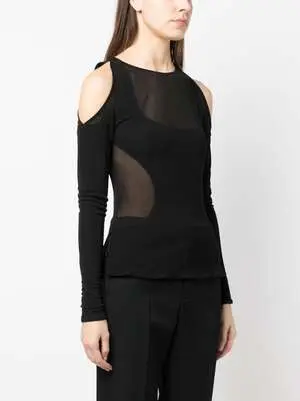 TOM FORD Long Sleeve Sheer Panel Top