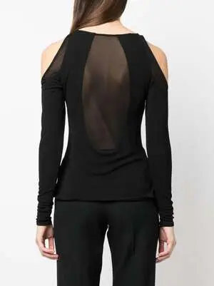 TOM FORD Long Sleeve Sheer Panel Top