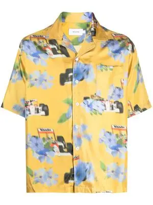 Rhude Floral-print Silk Shirt - Yellow