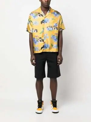 Rhude Floral-print Silk Shirt - Yellow
