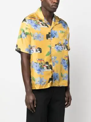 Rhude Floral-print Silk Shirt - Yellow