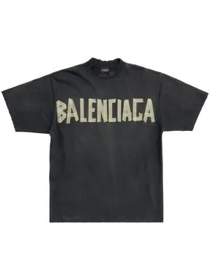 Balenciaga Tape Type Cotton T-shirt 1055 -washed Black