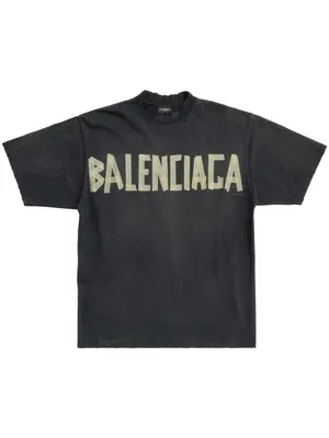 Balenciaga Tape Type Cotton T-shirt Black