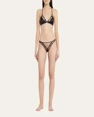 LIVY Adorn Low-rise Cutout Lace & Satin Briefs