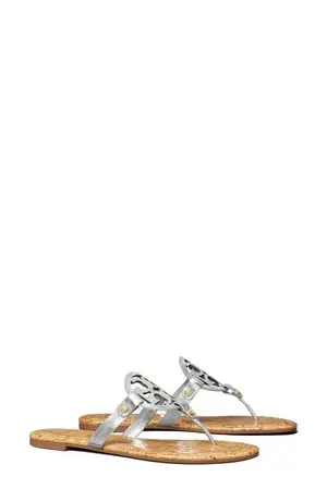Tory Burch Miller Rivet Metallic Sandal Silver / Natural